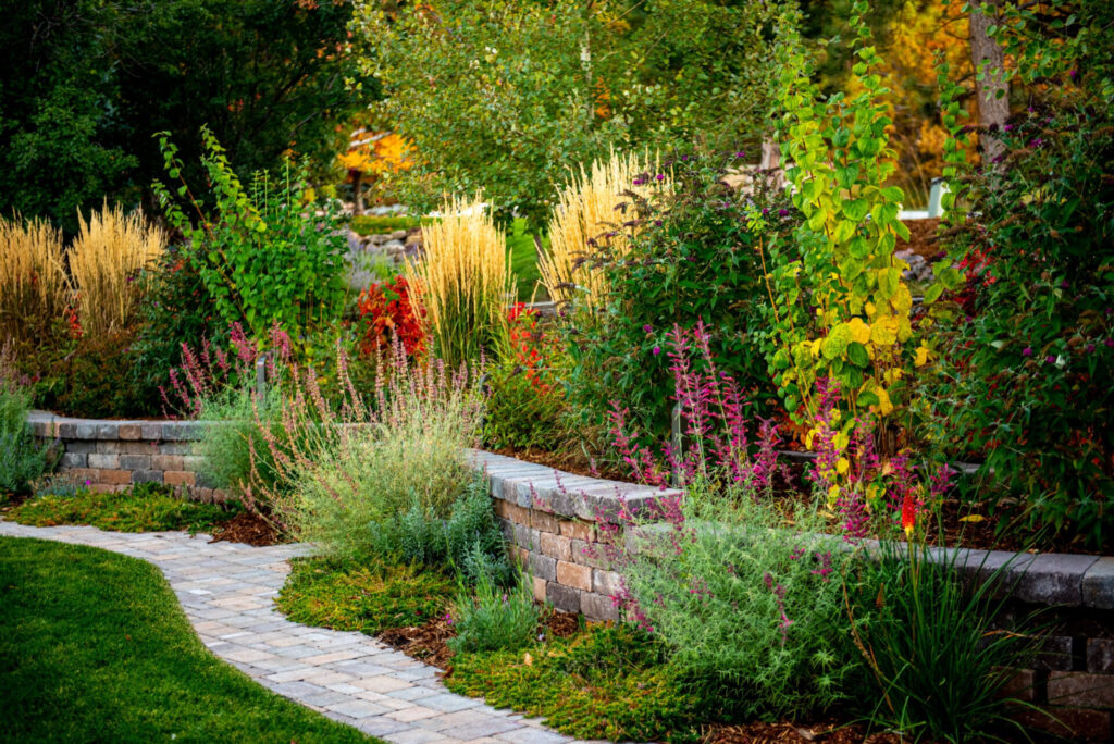 ivybrook-7- block retaining wall- plants- planter bed- pavers_optimized ...